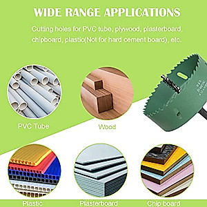 4-1/4 Inch Hole Saw, HSS Bi-Metal Hole Saw Kit, Cutting Dia 108mm Hole Saw Set, 36mm Cut Depth, 3 Drills Replacements Hole Saw Kit for Wood, Plasterboard, PVC, Drywall, MDF