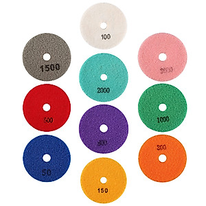 Diamond Polishing Pads, Wet Dry Polish Pad Grinding Disc Burnishing Grit Granite Sanding Tools Marble Backer Repair Kit for Buffer Polisher Machine Wheel Sander Rock Grinder Concrete Stone Floor(2000)