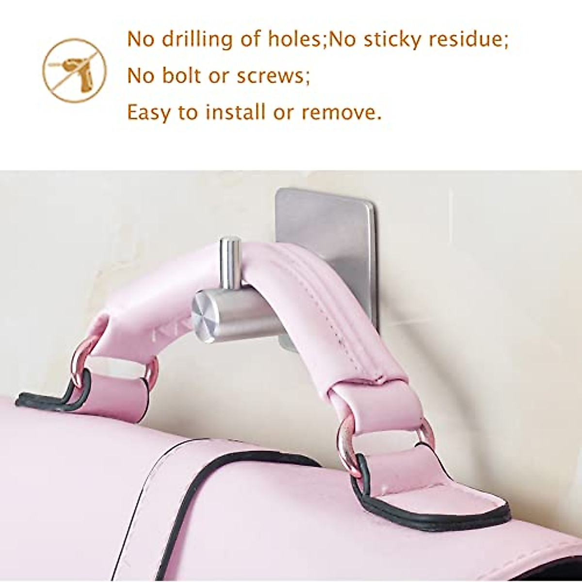 Viadom Adhesive Hooks Heavy Duty Wall Hooks Waterproof Stainless Steel Hooks for Hanging Coat, Hat,Towel Robe Hook Rack Wall Mount- Bathroom and Bedroom 2-Packs