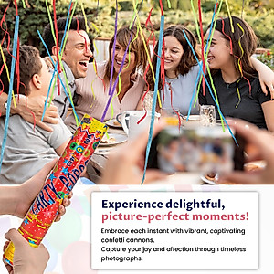 Confetti Cannon 12Inch Multicolor confetti popper party streamer Biodegradable 12Pack Party Popper Streamer Shooters for Weddings Birthdays Graduations Baby Showers Christmas New Year Celebrations