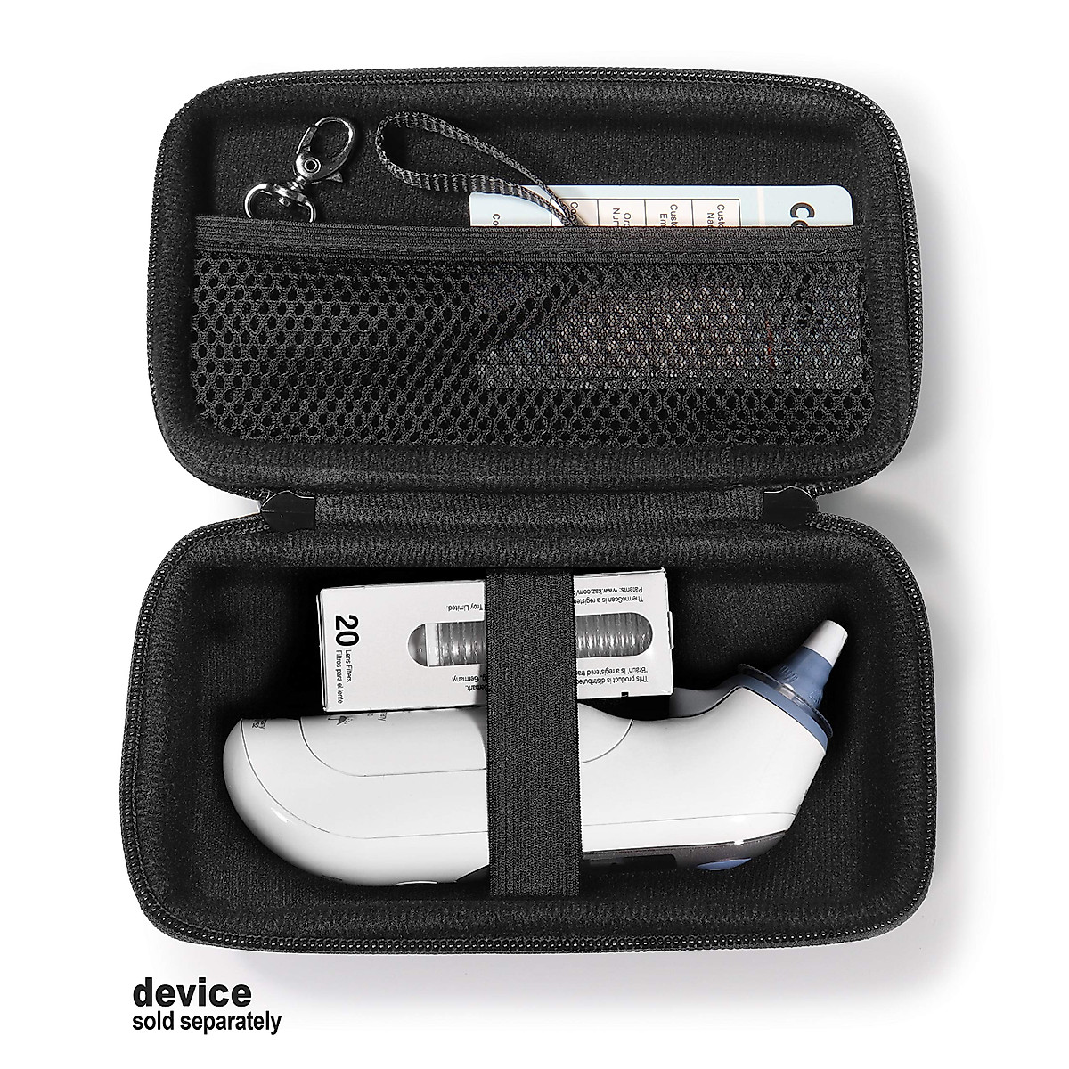 CaseSack Case for Ear/Infrared Thermometer: Braun ThermoScan 7, 7+, 5 IRT6500, 3 Braun Digital Ear Thermometer; iProven, iHealth, MILDSIX, KDT, EasyEast, CandyCare, LAMIG, Hugum, GoodBaby, Famidoc