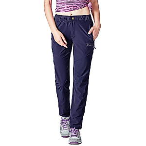 Gopune Women's Outdoor Hiking Travel Pants Lightweight Stretch Active Pants (Navy,XS)