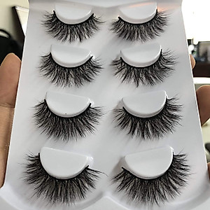 ALICROWN Faux Mink Lashes Pack 3D Volume Natural Fluffy Wispies Cross False Eyelashes