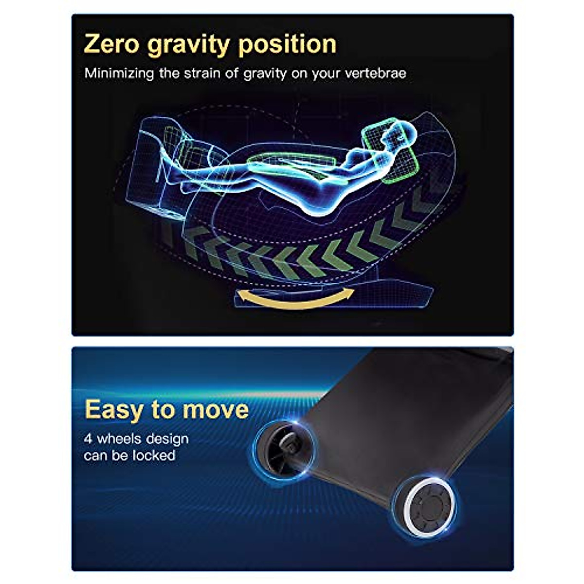 BestMassage Shiatsu Massage Chairs Full Body and Recliner Zero Gravity Massage Chair Electric with Built-in Heart Foot Roller Air Massage Easy to Move for Home Office,Black