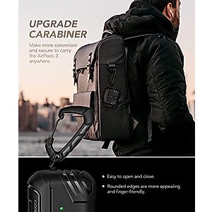MOBOSI AirPods 3rd Generation Case 2021, Hard Shell Design Full-Body Protective Vanguard Armor Military AirPod 3 Case Cover with Keychain for AirPod Case 3rd Generation Case [LED Visible], Black