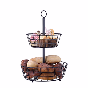 SunnyPoint 3 Tier hanging Fruit Basket, Black Coating
