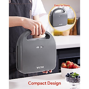 Waffle Maker Double, Waffle Iron Machine Non-Stick Extra Large, Breakfast Stuffed 2-Slice Belgian, Electric Fast Heat Up, Snack, Gray 750W BEZIA