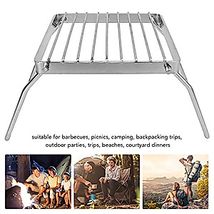 Portable Camping Grill Grate,Campfire Grill, Folding Campfire Grill Stainless Steel Collapsible Camping Stove Grate Rack Net for Barbecue Picnic Camping Backpacking