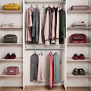 Adjustable Hanging Closet Rod, Extender Hanging Rod, Closet Hanging Organizer, Heavy Duty Closet Bar, Hanging Rod (1 Pack, Chrome)