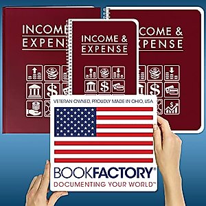BookFactory Income and Expense Log Book/Tracker/Small Business Ledger Book/Accounting & Bookkeeping Ledger Log Book/LogBook 108 Pages - 8.5" x 11" Wire-O (LOG-108-7CW-PP-(IncomeExpense)-BX)