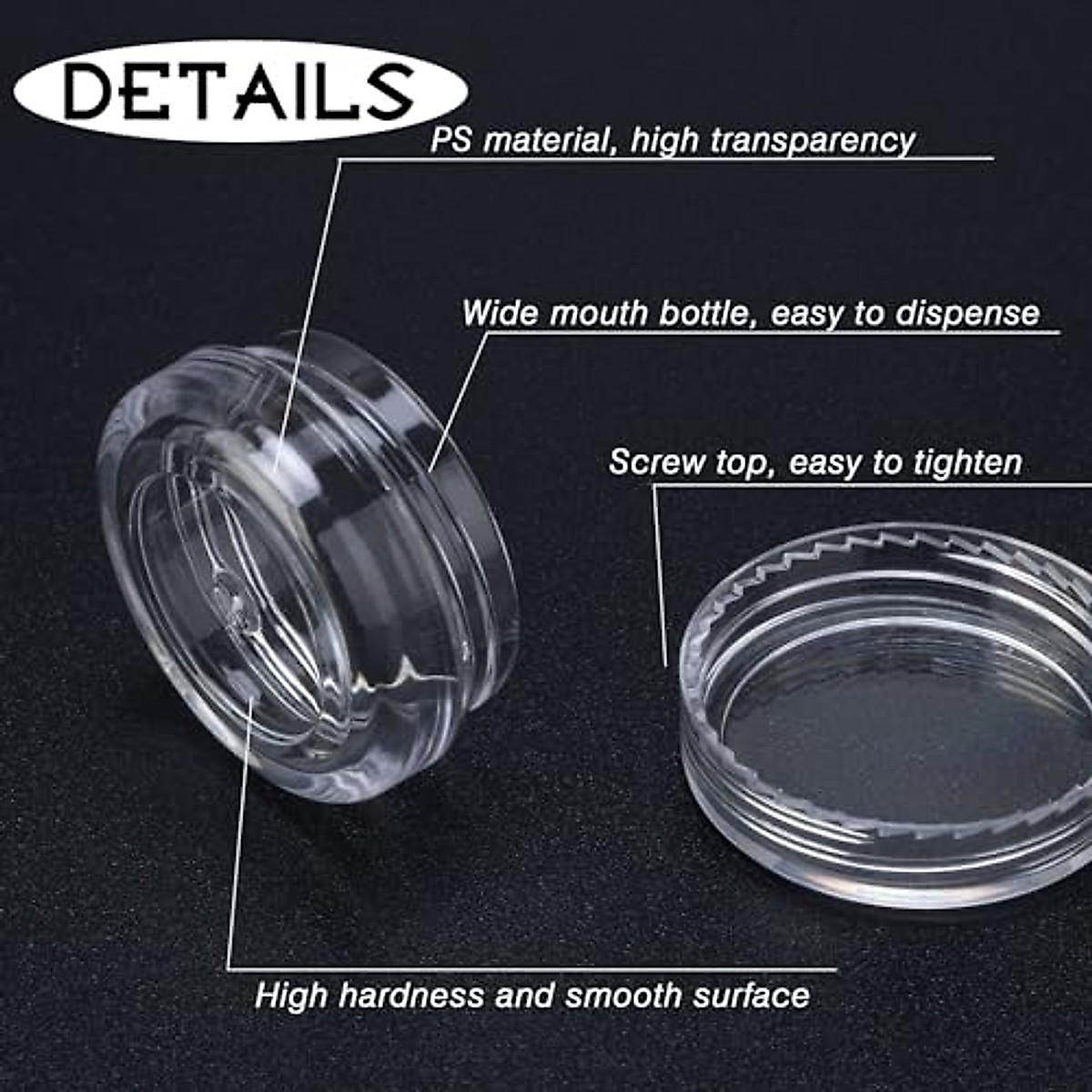 25 Count 3 Gram Sample Containers, Clear Lip Balm Containers with Lids, Small Plastic Sample Jars with 2 Mini Spoons, 25pcs Labels (Clear Lid)