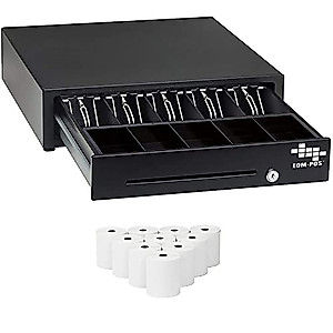 EOM-POS Cash Register Money Drawer. Compatible with Square [Receipt Printer Required]. Includes 10 Rolls of Thermal Receipt Paper