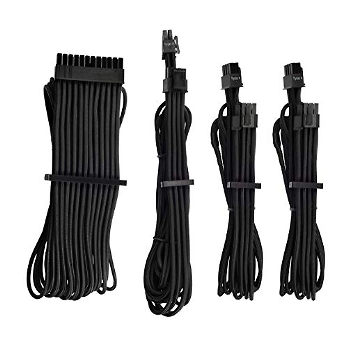 CORSAIR Premium Individually Sleeved PSU Cables Starter Kit – Black, 2 Yr Warranty, for Corsair PSUs