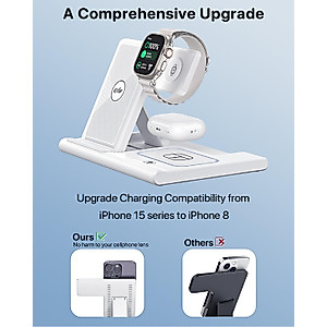 Wireless Charger, 3 in 1 Wireless Charging Station for Multiple Devices,Wireless Charging Stand for iPhone15 14 13 12 11 Series, AirPods Pro 3 2 & Apple Watch [UL-Listed] (White)