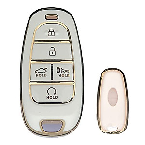 QIXIUBIA for Hyundai Key Fob Cover, TPU Key Fob Shell Protector Shell Keyless Remote Control Smart Key Holder Fit for Hyundai Sonata Santa fe Tucson (White)