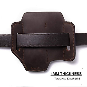 Gentlestache Multitool Belt Sheath, EDC Leather Belt Organizer, Flashlight Holder, Pen Holder and Keychain Clip, Practical EDC Pouch for Men Dark Brown