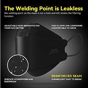 Keangs KN95 Face Masks 60 Pack, Breathable Protective Disposable Mask For for Adults And Teens, Black/White