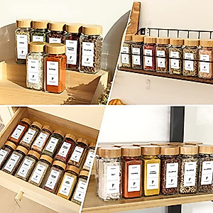 CUCUMI 40pcs Spice Jars with Labels 4oz Glass Spice Bottles with Bamboo Lids, Spice Labels Stickers, Shaker Lids, Funnel, Test Tube Brush, Seasoning Storage Containers for Spice Rack, Cabinet, Drawe