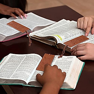 2 Pieces Christian Leather Bookmark Christian Faux Leather Bookmark Inspirational Bible Verse Quote Bookmark with Cord Tassel Religious Motivational Christian Bookmark for Women Men Church Supplies