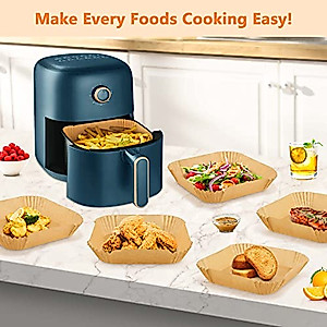 Air Fryer Liners 8 Inch,125Pcs Premium Food Grade Parchment Paper, Air Fryer Disposable Paper Liner for Air Frying, Baking, Roasting Microwave, Non-Stick Cooking Air Fryer Paper Square Free of Bleach