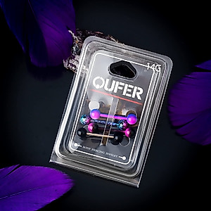 OUFER 4 PCS Stainless Steel 14G Barbell Tongue Rings Purple Black Splatter Tongue Barbell Tongue Piercing Jewelry
