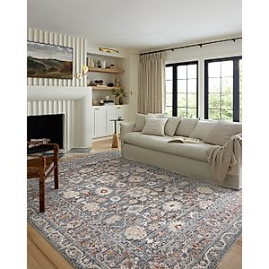 Loloi II Odette Collection ODT-07 Sky/Rust 6'-7" x 9'-6" Area Rug