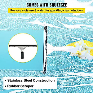 Happybuy Water Fed Pole Kit, 30ft Length Water Fed Brush w/ Squeegee, 9m Water Fed Cleaning System, 3-in-1 Aluminum Outdoor Window Cleaner w/ 33' Hose, Cleaning Tool for Window Glass, Solar Panel