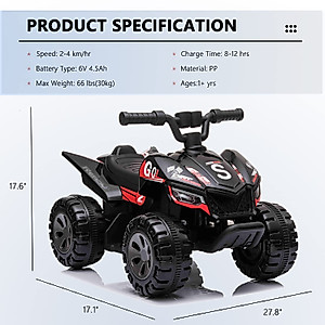 AVRCECI Kids ATV Electric Vehicles 4 Wheeler Toddler Car with Four Wheels,Music,DIY Sticker,6V Battery Powered Quad for Boys Girls,Ride on Car