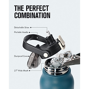 Half Gallon Water Bottle Insulated with Straw, Coolplus Large Water Jug with One-button Opening Lid, 64 oz Stainless Steel Metal Water Flask Themo Food Grade, Keep Cold 48h Hot 24h, Indigo Crush