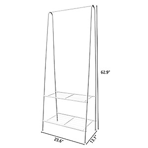 Metal Clothing Rack Retail 63in Industrial Clothing Racks Modern Garment Rack (White)