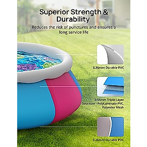 Inflatable Swimming Pool, 10ft ×30in Easy Set Pool with Pool Cover, Blow Up Pool Swimming Pools Above Ground for Kids Adults Family Backyard Garden