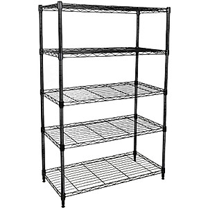 Simple Deluxe Heavy Duty 5-Shelf Shelving Unit 1250Lb Capacity, 29.92" D x 13.98" W x 62.99" H, 5 Tier, Black