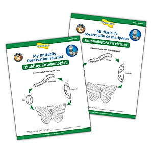 Butterfly Garden with Two Live Cups of Caterpillars - Includes Both English and Spanish Butterfly STEM Activity Journals