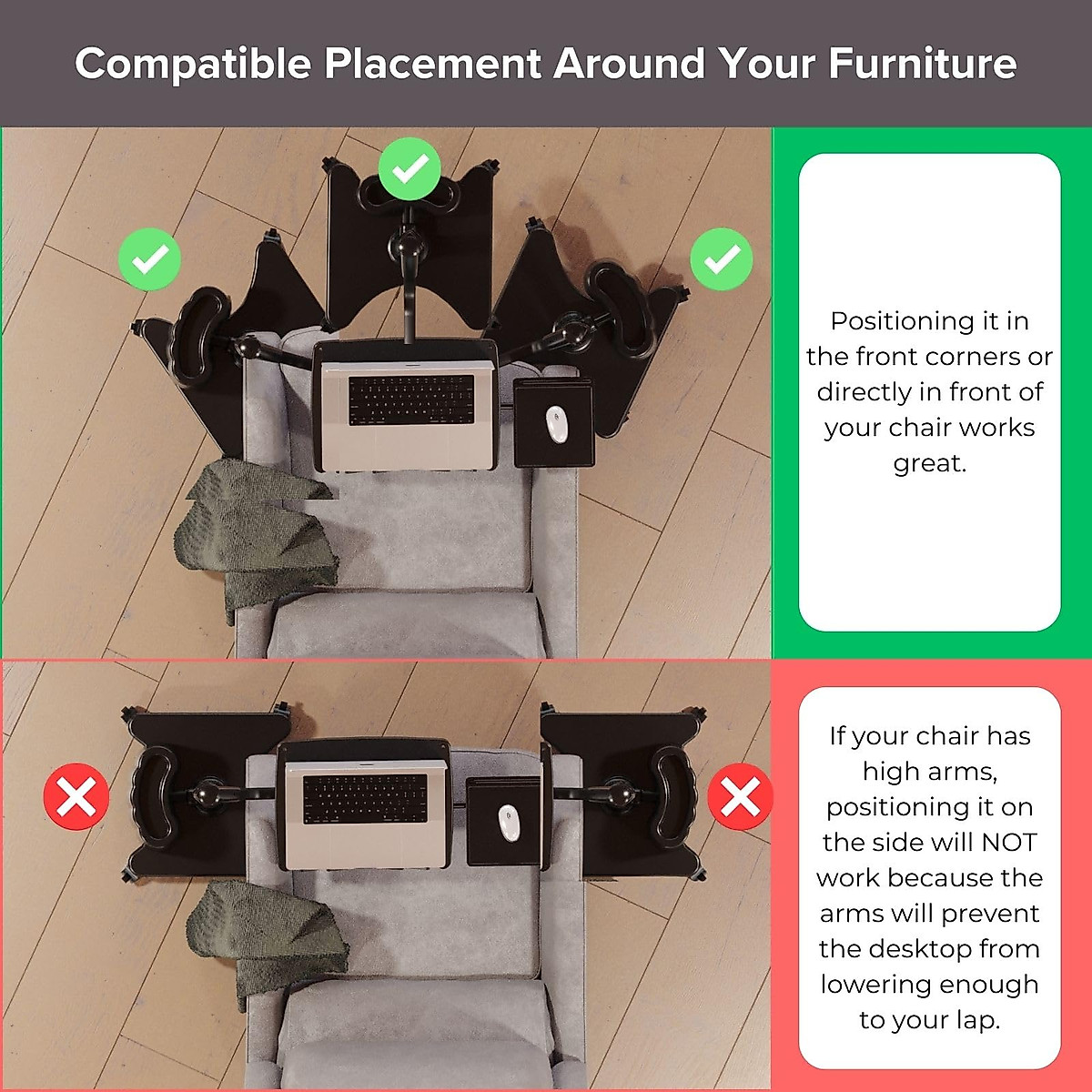 LEVO G2 Rolling Laptop Workstation Stand Cart Desk for Laptops, Books, Tablets, and Art, Made for Sofa, Bed, Chair, or Standing