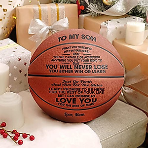 Fathers Day Birthday Gifts For Men, Kids, Graduation Gifts For Son, Grandson From Dad, Mom, Grandparents, Engraved 29.5" Basketball Size 7, Gifts For Teen Boys, Gifts For Him, Men Gifts For Birthday