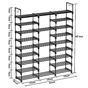 UMBFUN Shoe Rack, 9 Tiers Shoes Rack Organizer for Entryway Hold 50-55 Pairs Shoes and Boots Metal Shoes Storage Tall Stackable Free Standing Big Shoe Rack for Closet(3x9)