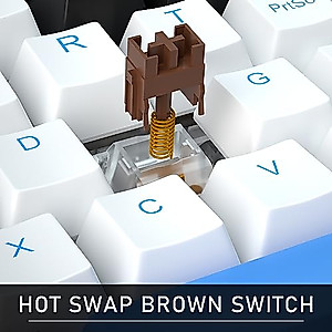 60 Percent Mechanical Gaming Keyboard,Black White Blue Mixed Color Keycaps Gaming Keyboard with Brown Switches, Detachable Type-C Cable Mini Keyboard with Blue LED Light for Windows/Mac/PC/Laptop