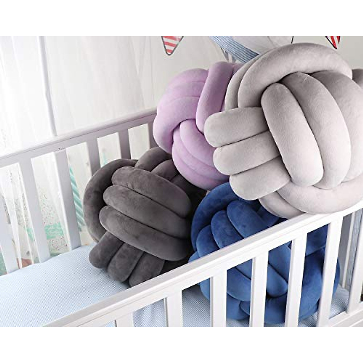Knot Pillow Ball-Shaped Decorative Throw Pillows,Peal Pink 27cm Cute Couch Cushion Knotted Plush Pillow Suitable for Living Room Bed Decoration Handmade Braided Throw Pillows