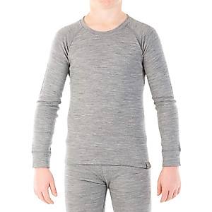 MERIWOOL Kids Unisex Long Sleeve Shirt Thermal Midweight Merino Wool Base Layer Gray Heather