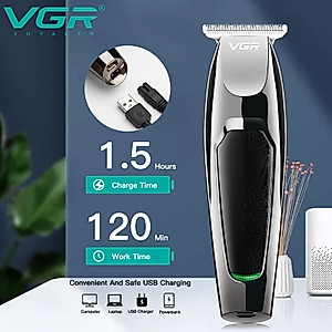 VGR Mens Hair Clippers Professional Hair Beard Trimmer 6 Level Adjustment, Electric Clippers Haircut Cutter Shaver with Household for Men, Kids, Pet Suitable for Home Daily Use 6 in 1 USB Charging