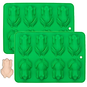 Webake Chocolate Molds Frog Candy Mold 2 Pack Silicone Molds For Jello, Keto Fat Bombs, Crayons, Gelatin, Cake Decoration, Soap, Resin(Green)