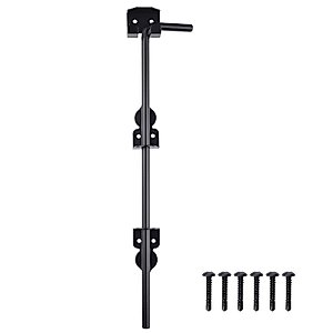 SANKINS 18" Cane Bolt Drop Rod Heavy Duty Gate Hardware Black Solid Steel Gate Ground Latch for Wood PVC Vinyl Metal Gates Fences Doors, Holding Gate to The Ground (1 Pack)