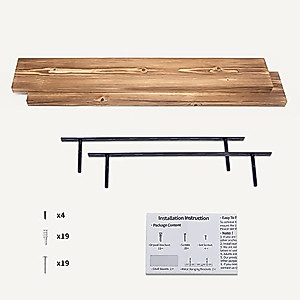 Floating Shelves - Natural Rustic Wooden Wall Shelf Set of 2- Handcrafted European Pine Storage Shelf Display Shelf for Kitchen Bathroom Living Room Bedroom Farmhouse - Light Walnut - 36 Inch