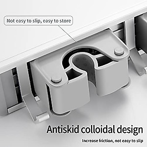 BOTAOSS Mop and Broom Holder Wall Mount Garden Tool Organizer, Closet Storage, Kitchen Rack, Home Organization and Garage Organizer(4 Positions with 5 Hooks, Grey) (Grey)