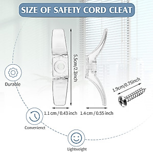 Jetec Blind Cord Cleats Safety Rope Cleats Plastic Transparent Window Cord Cleats Blind Cord Winders with Screws for Home Office Window Blinds Curtains Sun Shades Ropes (12 groups)