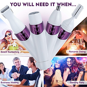 Veru ETERNITY 4 in 1 Electric Face Shavers for Womens with Facial Hair Removal for Women with Bikini Trimmer, Nose Hair Trimmer, Eyebrow Trimmer USB Charger