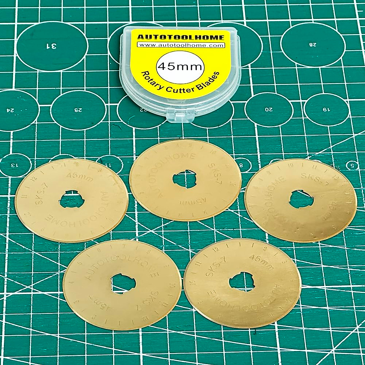 Titanium Coated 45mm Rotary Cutter Blades 50 Pack Replacement Rotary Blades for Fabric Paper Arts Crafts Quilting Scrapbooking Sewing, Sharp and Durable Wholesale