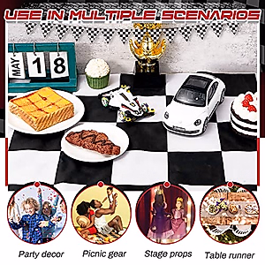 2 Pack Racing Theme Party Floor Decor Black and White Checkered Flag Aisle Runners 24in x 10ft Race Car Party Decorations Floor Runners for Racing Theme Birthday Party Table Cover Supplies