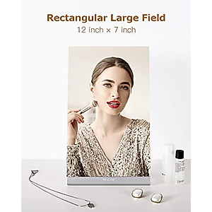 NEZZOE Modern Makeup Mirror, 12" Length Aluminum Desk Mirror, Vanity Mirror for Counter, Bedroom, Bathroom, Dorm