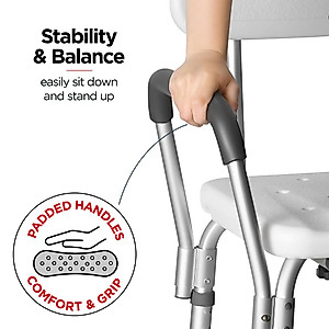 Shower Chair with Handels Set of 3 Includes Back Scrubber & Additional Sponge Tool Free Shower Chair for Elderly Bath Chair for Elderly by Medical King